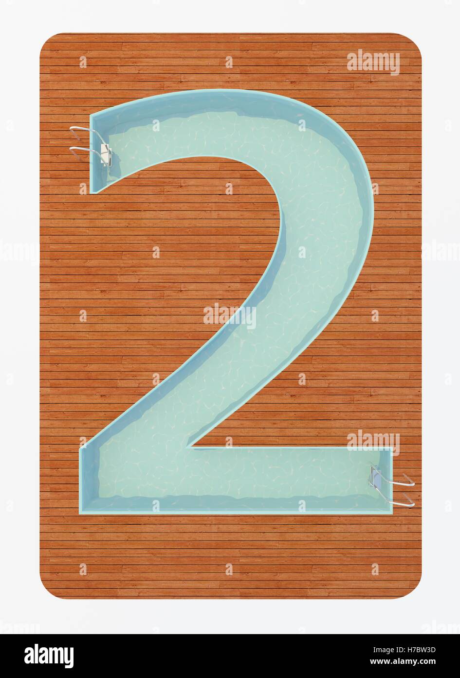 number two in the shape of the pool. 3d rendering Stock Photo - Alamy