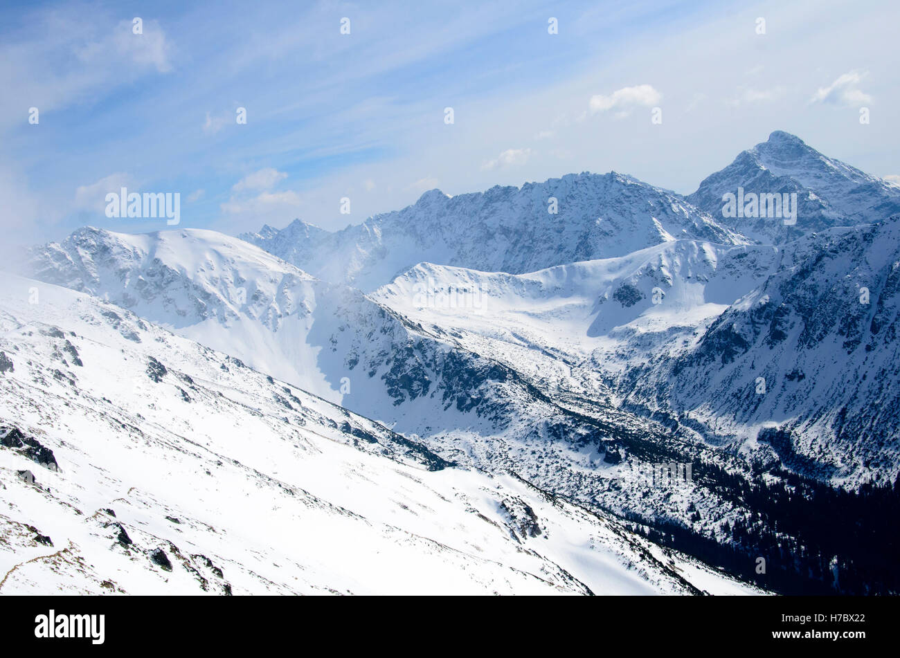 pictures of mountains in the winter scenery Stock Photo - Alamy