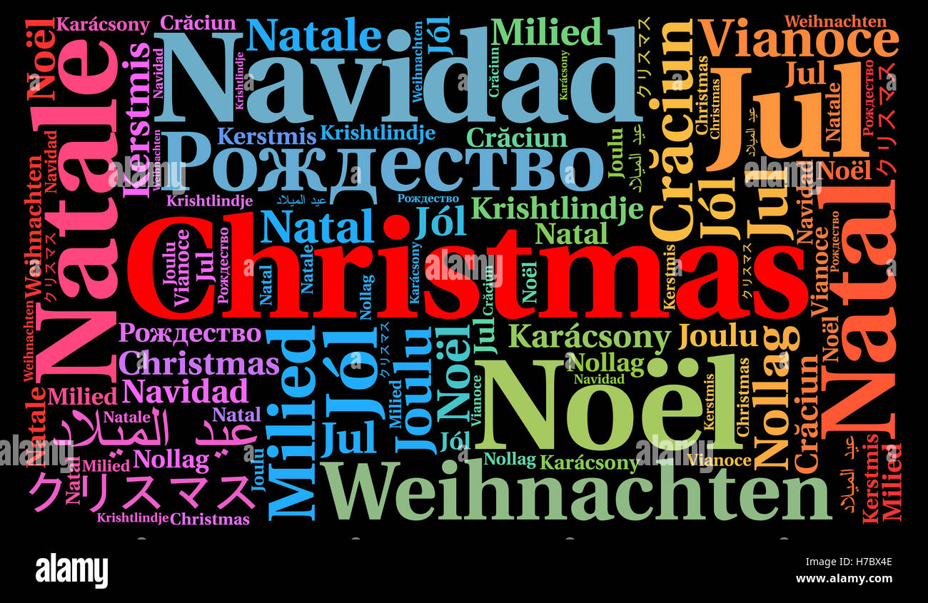 Christmas greetings in different languages hi-res stock photography and ...