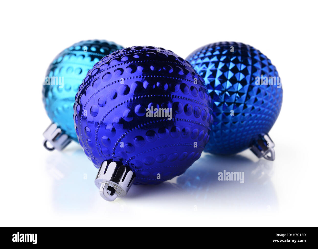 Blue Christmas balls isolated on white background. Christmas decoration ...