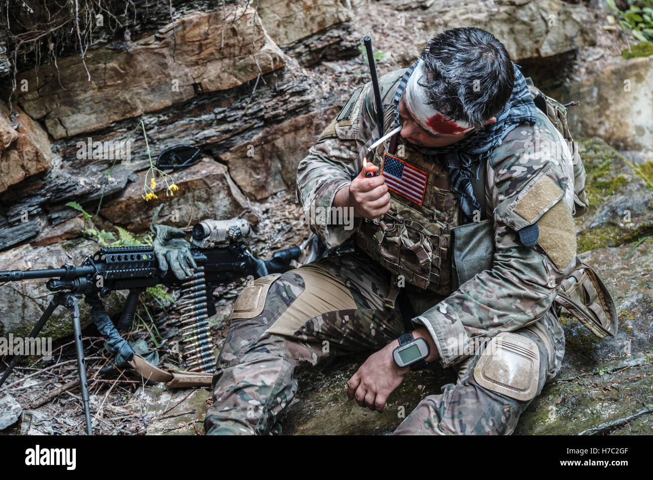 Wounded army ranger Stock Photo - Alamy