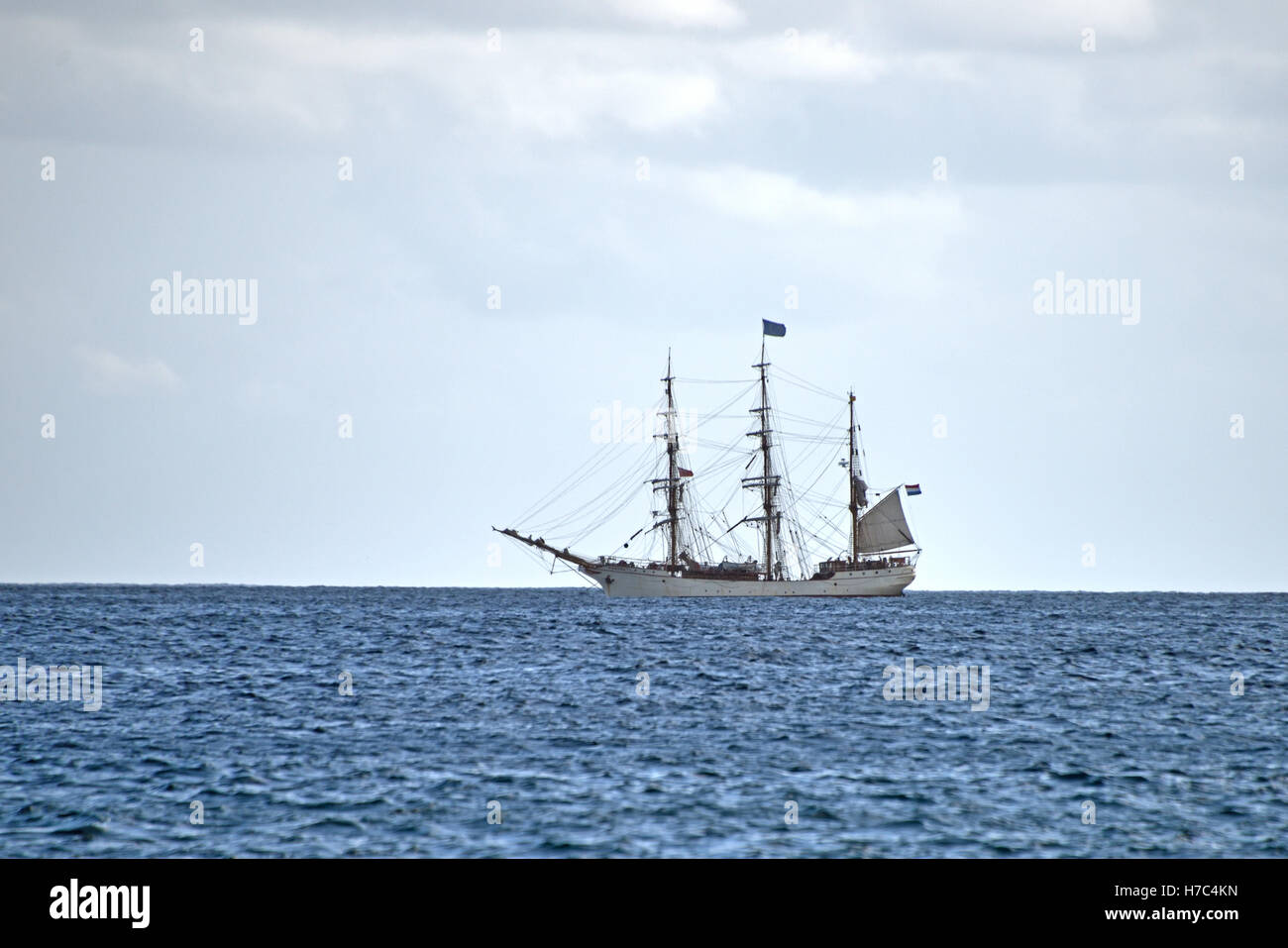 The Dutch Tall Ship "Europa" anchored off Georgetown Ascension Island ...