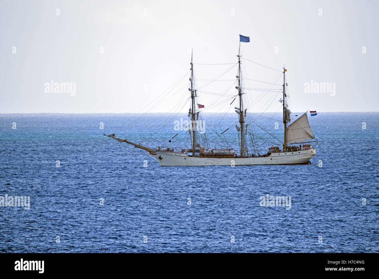 The Dutch Tall Ship "Europa" anchored off Georgetown Ascension Island ...