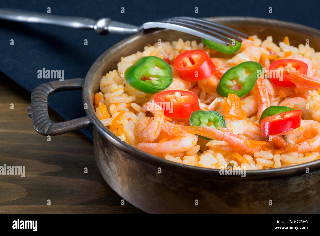 Thai cuisine. Fried rice with shrimp and vegetables - Khao Pad Goong ...
