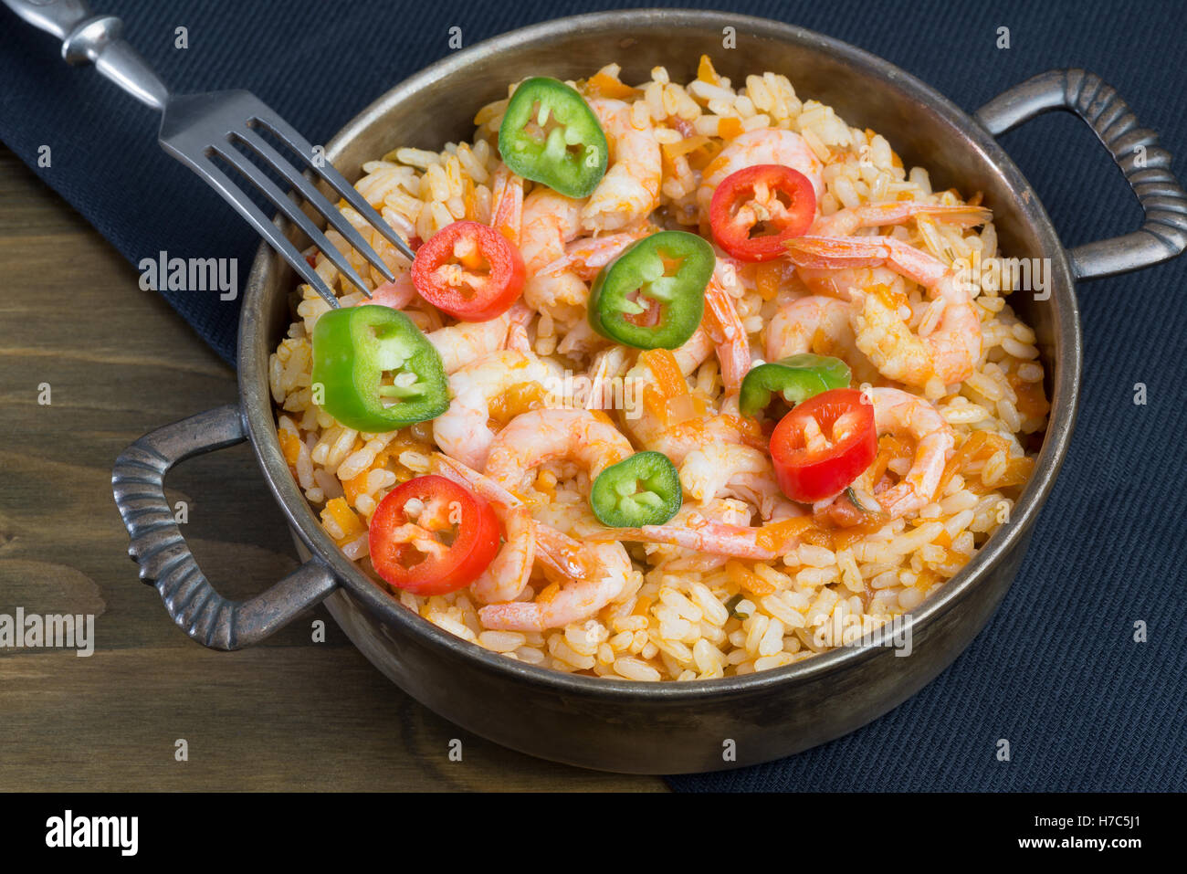Thai cuisine. Fried rice with shrimp and vegetables - Khao Pad Goong ...