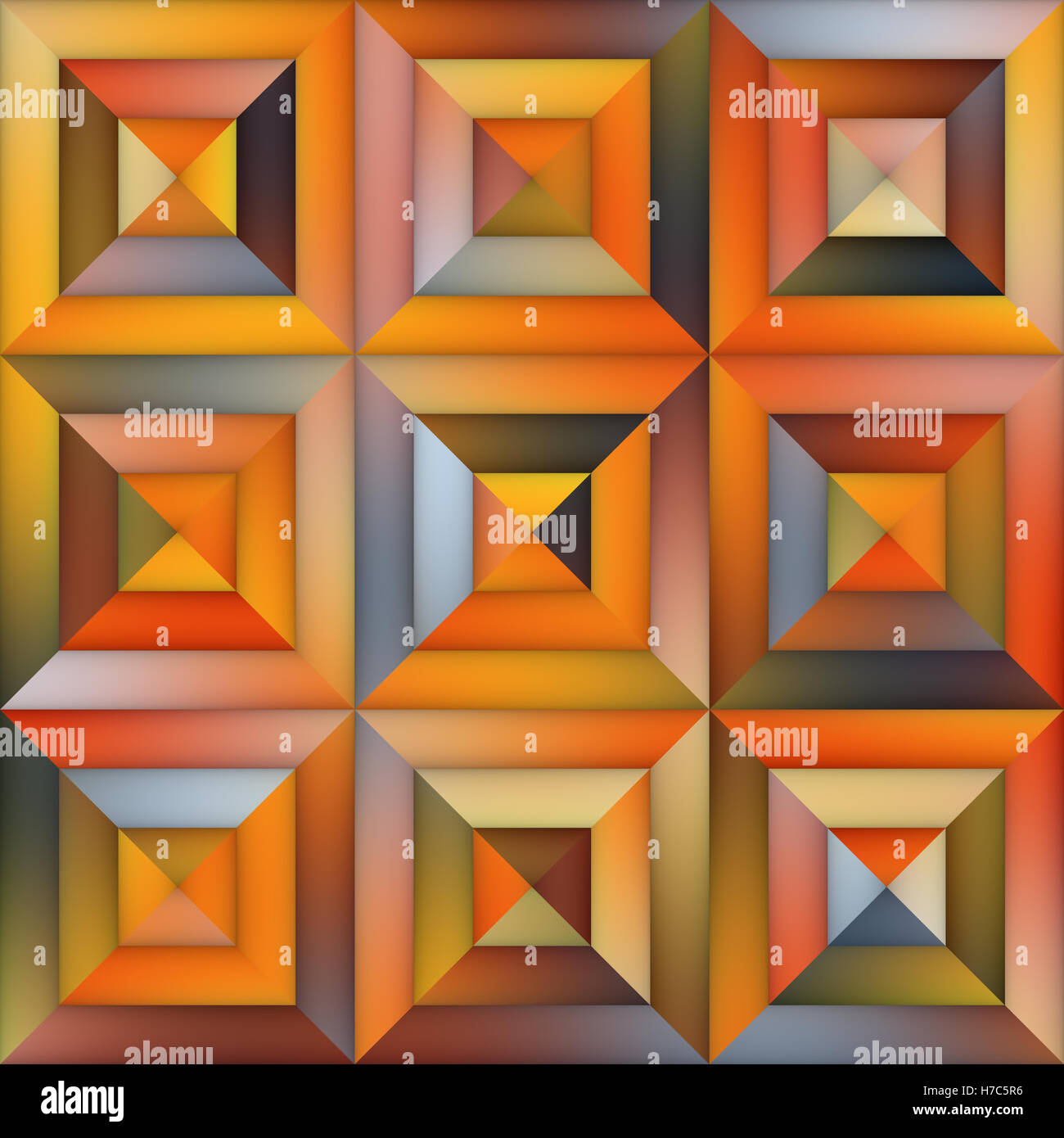 Raster Gradient Geometric Tiling Pavement in Orange Shades Stock Photo ...