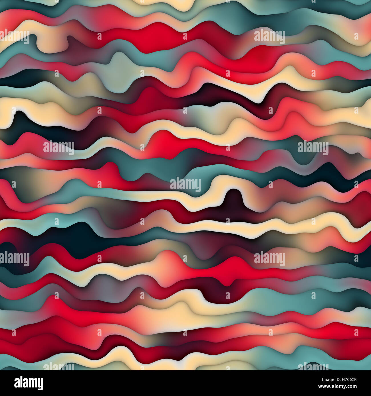 Raster Seamless Blue Red Tan Color Gradient Wavy Horizontal Stripes ...