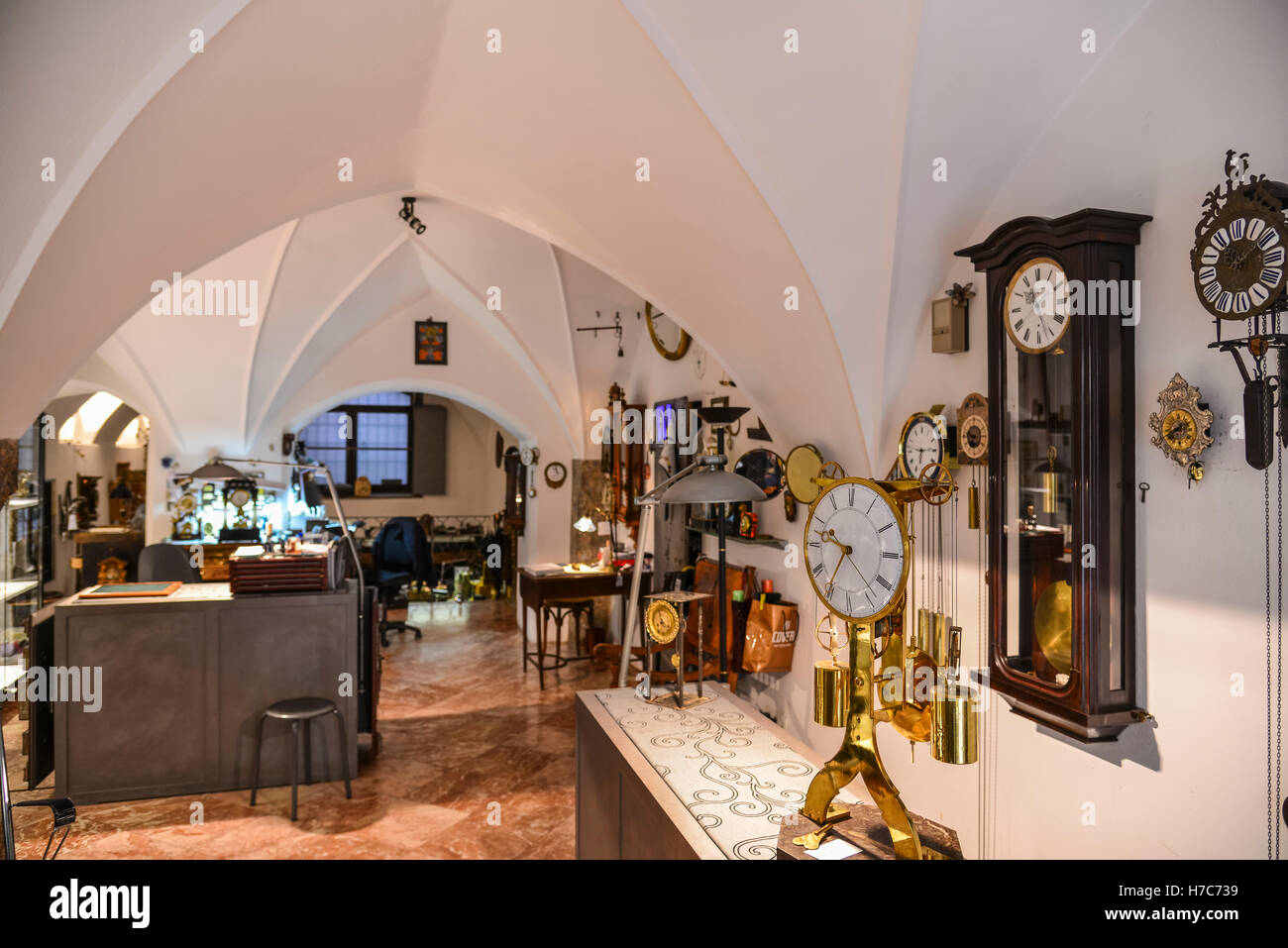 Interior of Clock Shop, Innsbruck, Austria Stock Photo - Alamy