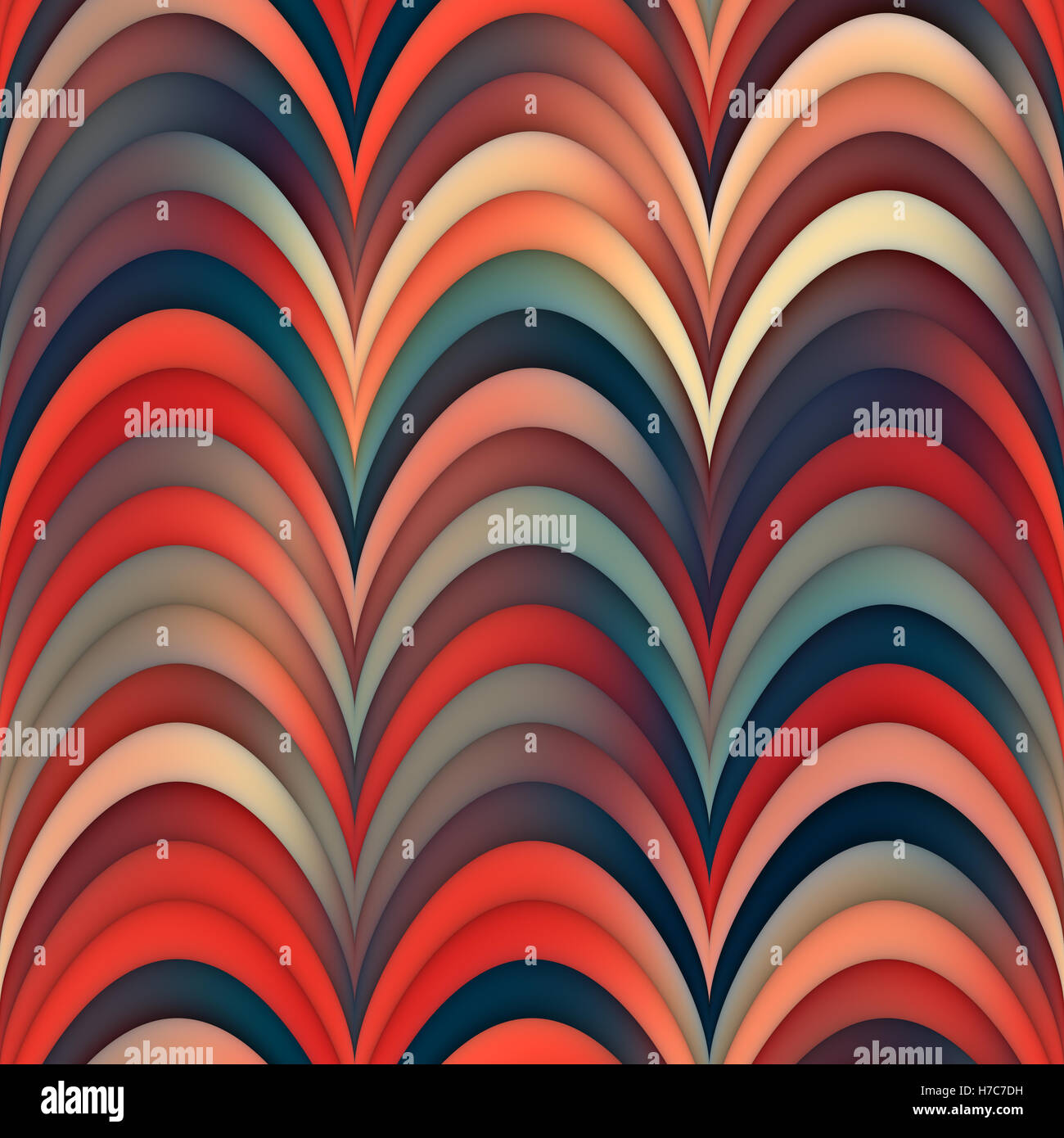 Raster Seamless Blue Red Lines Gradient Wavy Round Stripes Pattern ...