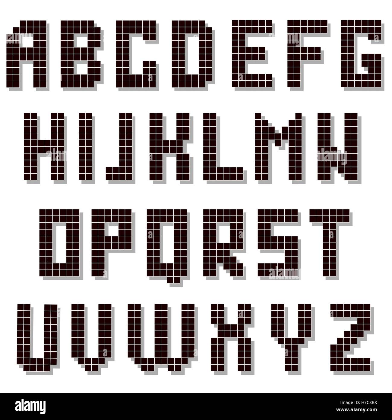 Vector Pixel Alphabet Isolated. Digital Font Stock Vector Image & Art ...