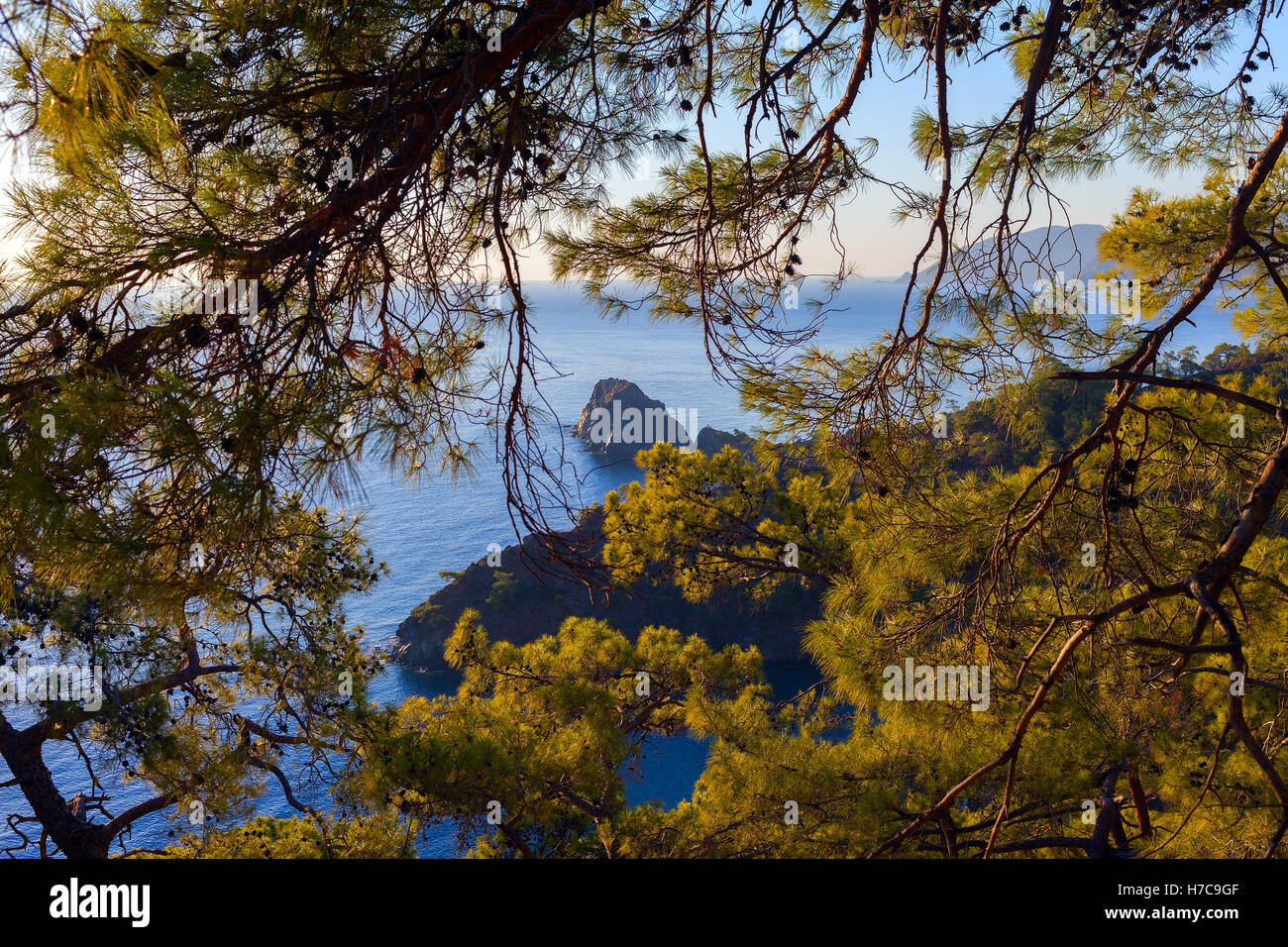 Turkish landscape, beach with green forest Stock Photo - Alamy
