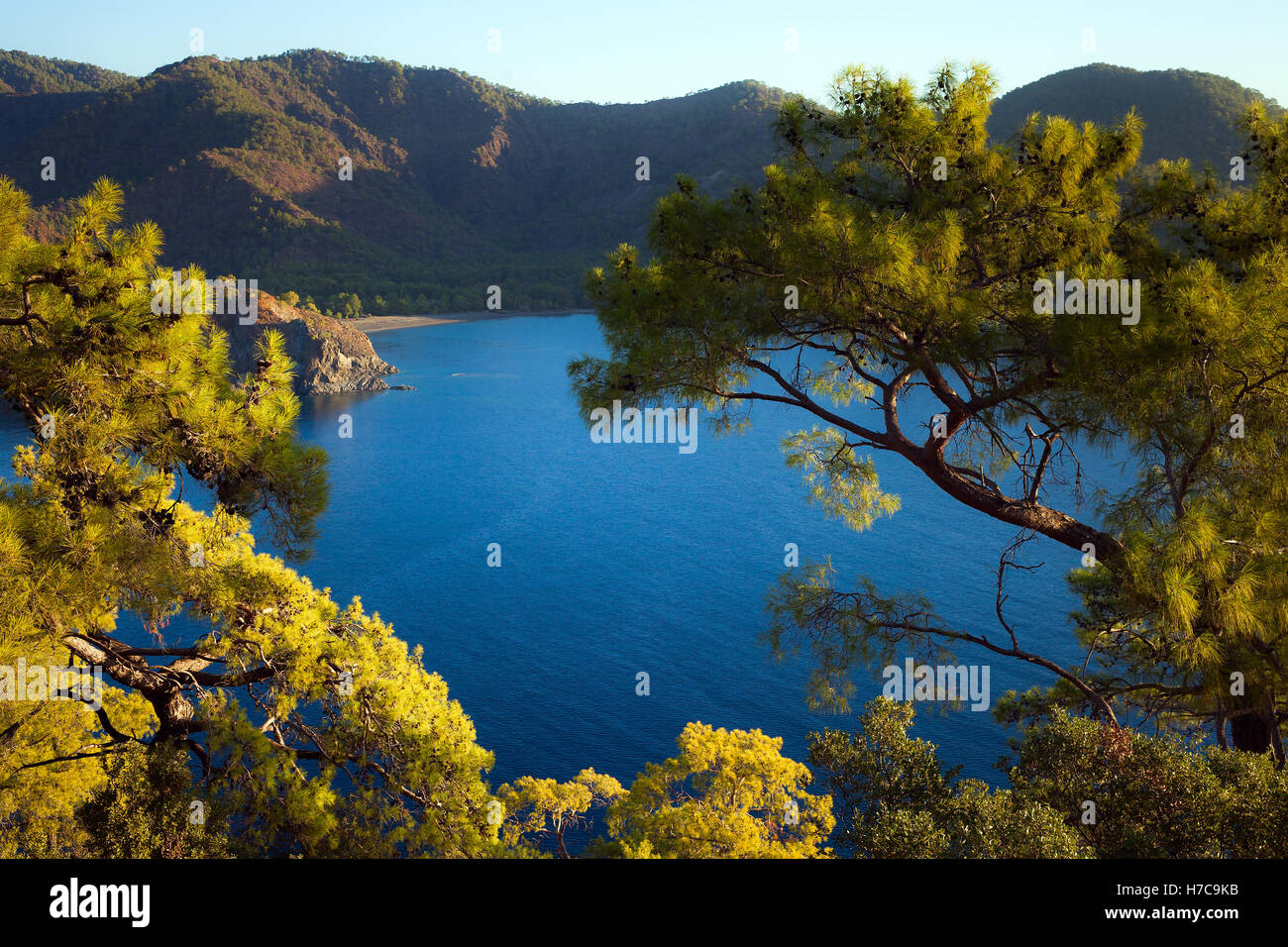 Turkish landscape with Olympos mountain, beach green forest Stock Photo ...