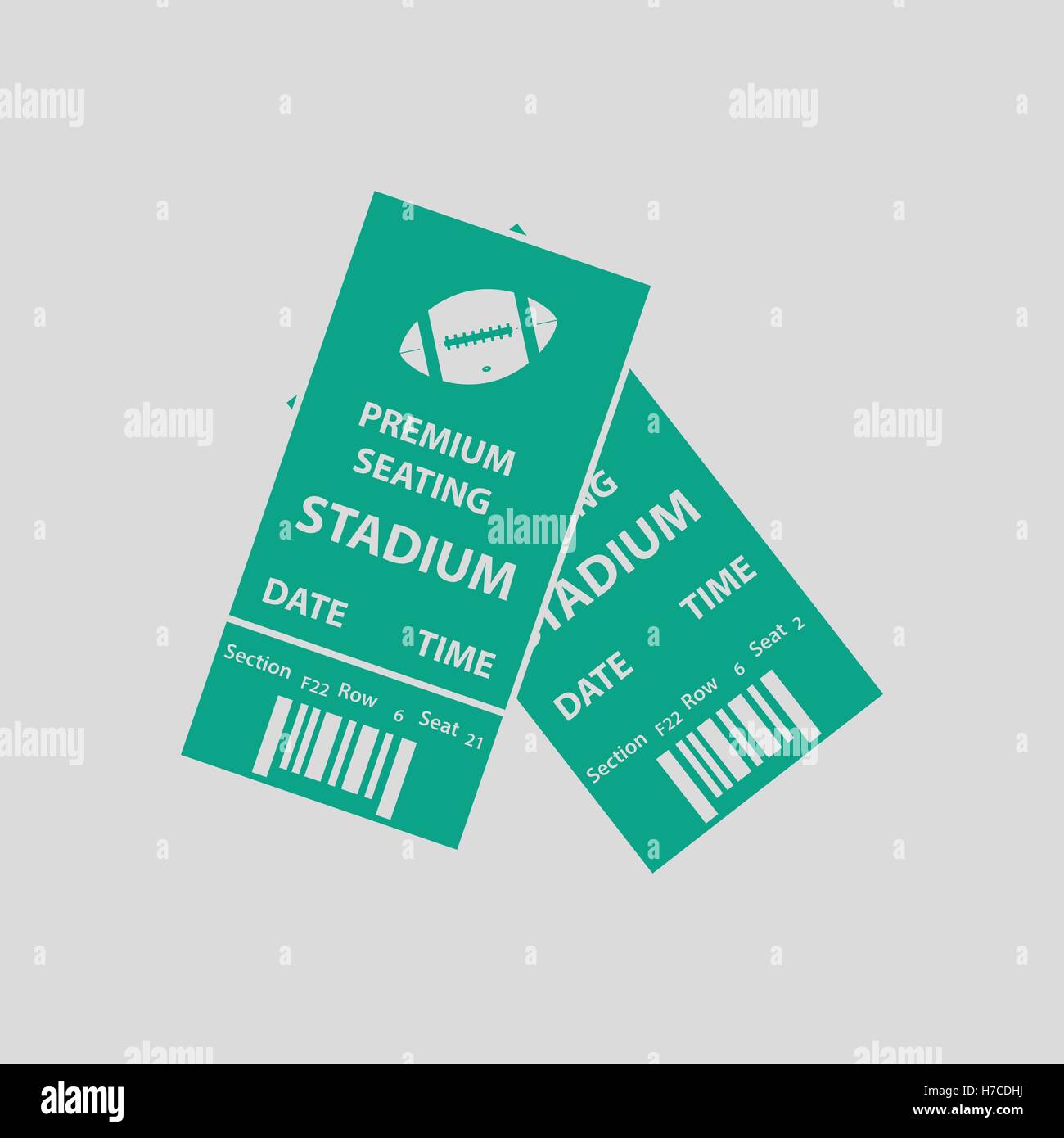 American football tickets icon. Gray background with green. Vector ...
