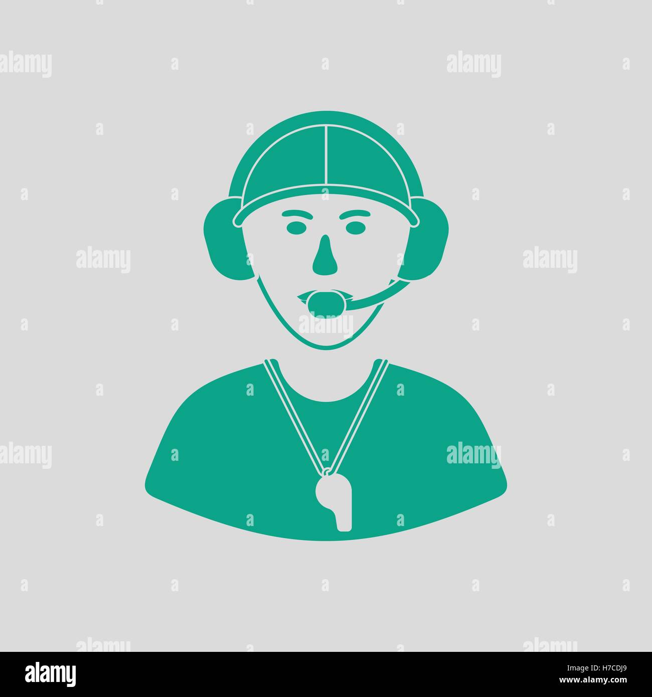 American football coach icon. Gray background with green. Vector ...