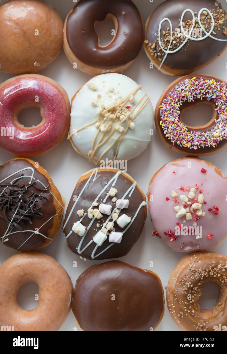 A selection box of a dozen donuts Stock Photo - Alamy