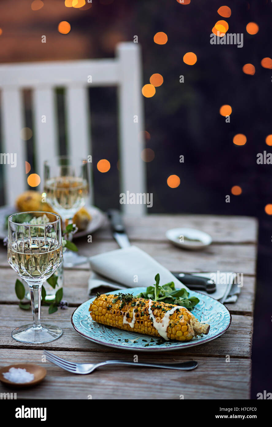 Outdoor summer dinner Stock Photo - Alamy