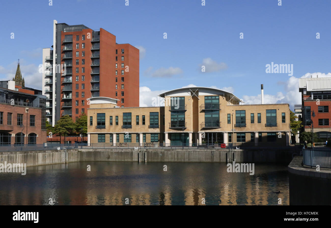 Modern office buildings block Clarendon Dock at Belfast Harbour ...