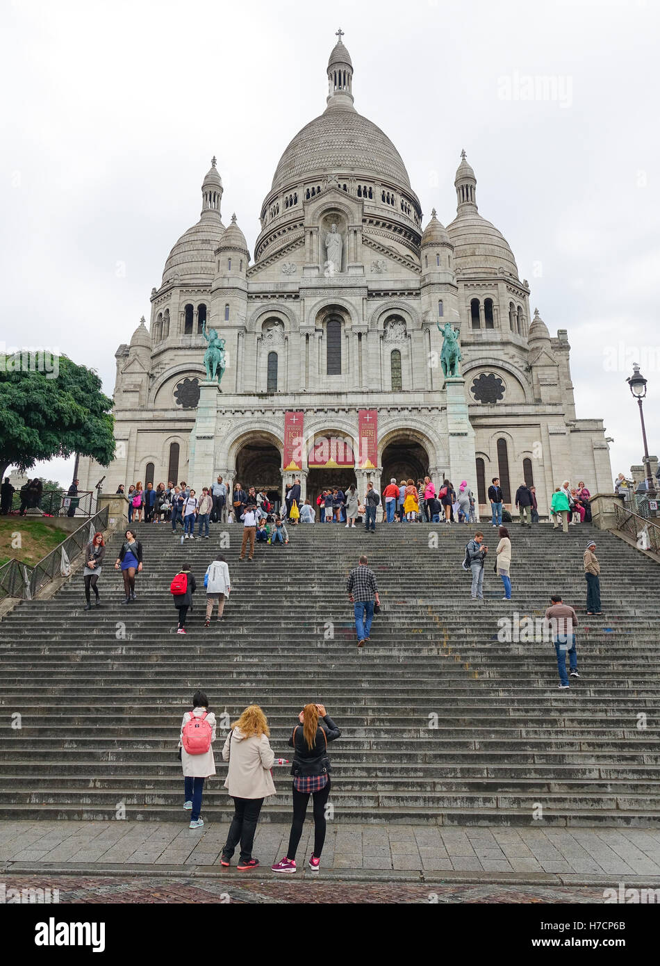 Beautiful Sacre Coeur Church on Montmartre Hill in Paris Stock Photo ...