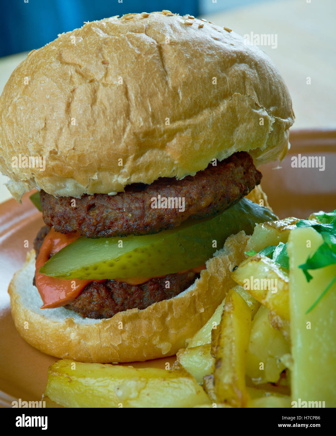 Bocado Burger, Double beef Stack Makes Stock Photo - Alamy
