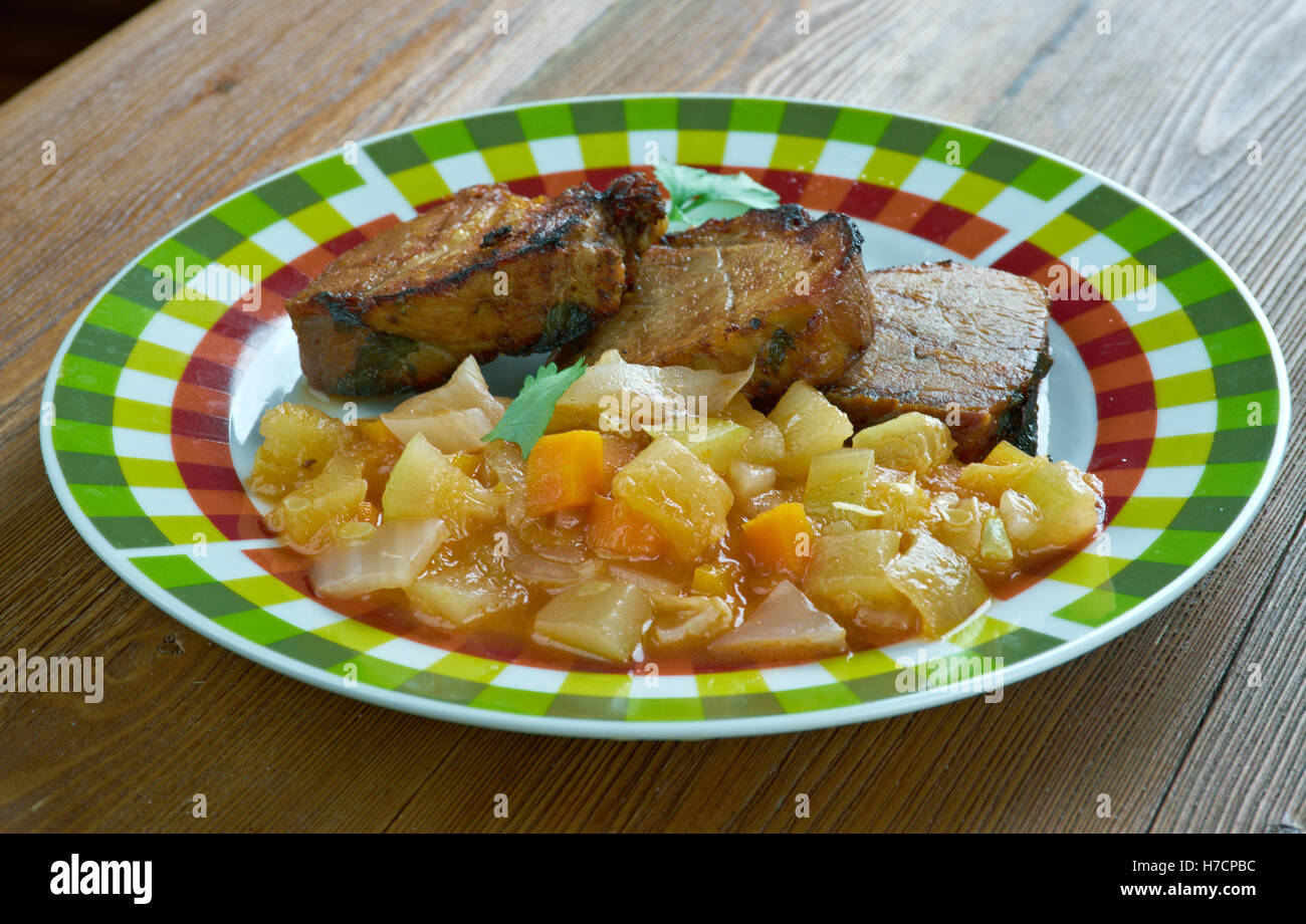 Pork with chanterelle stew .Finnish cuisine Stock Photo - Alamy