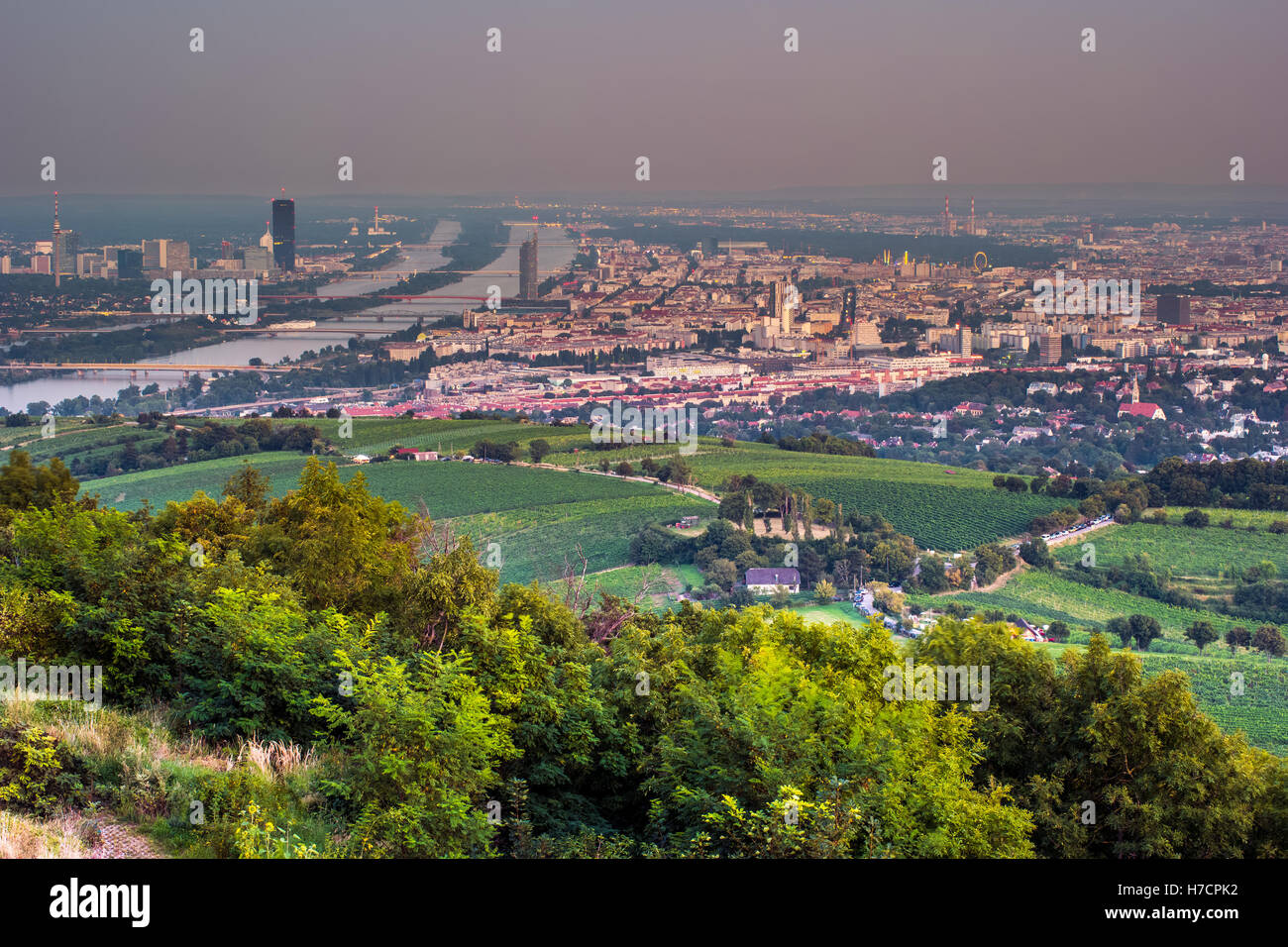 Vienna skyline and Danube River. Vienna, Austria Stock Photo - Alamy Vienna skyline and Danube River. Vienna, Austria Stock Photo - Alamy
