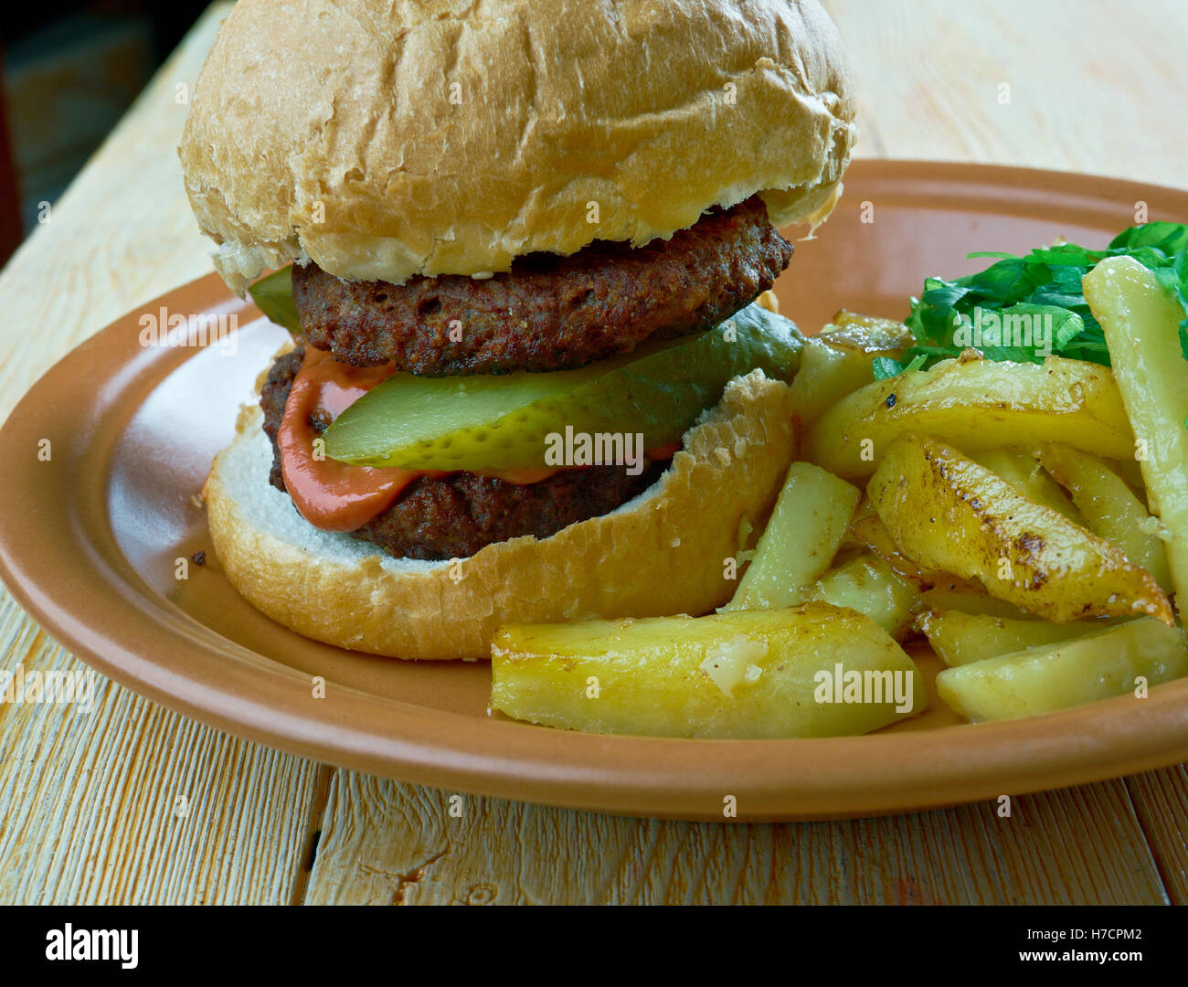 Bocado Burger, Double beef Stack Makes Stock Photo - Alamy