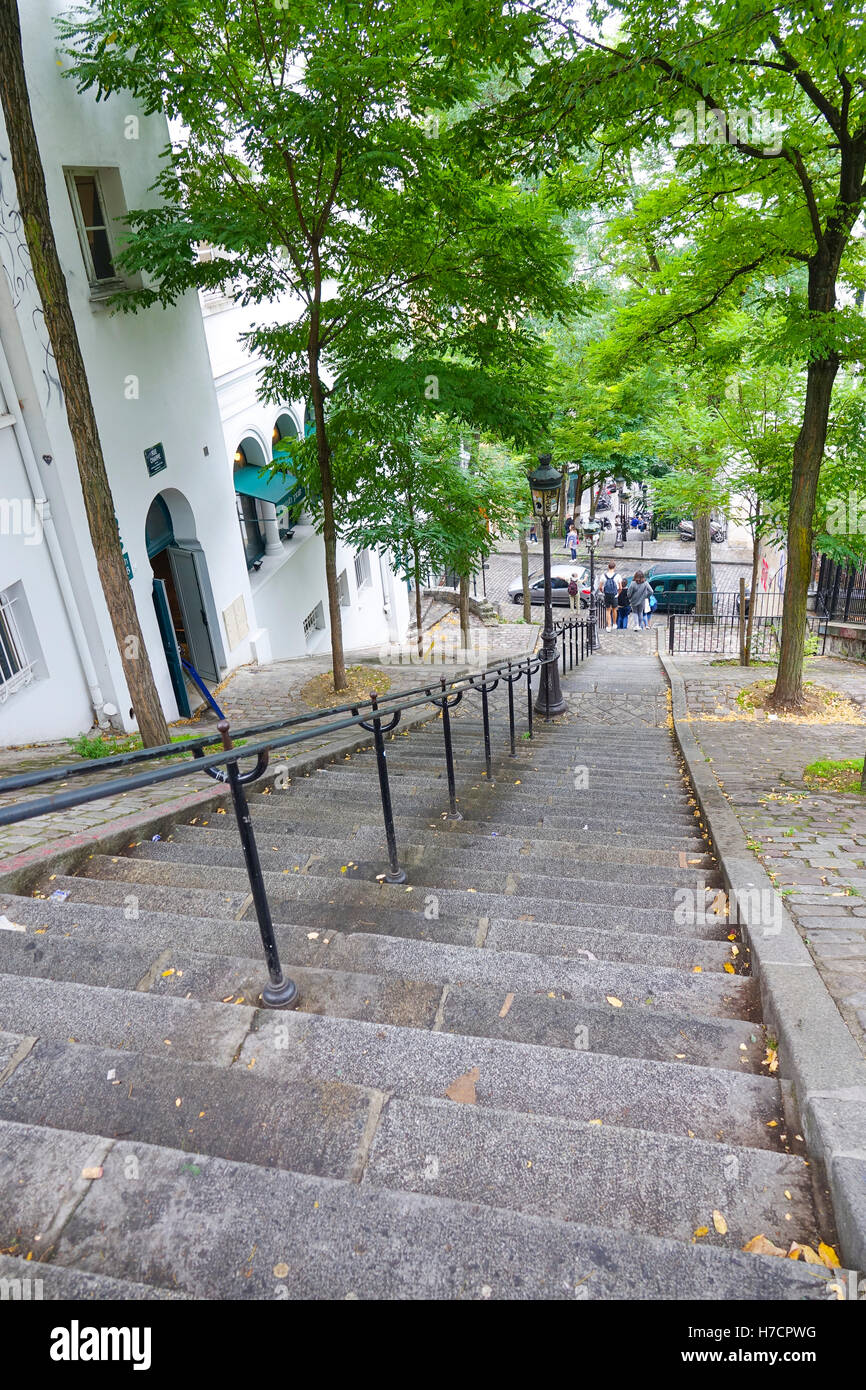 Endless steps to Montamartre hill in Paris Stock Photo - Alamy