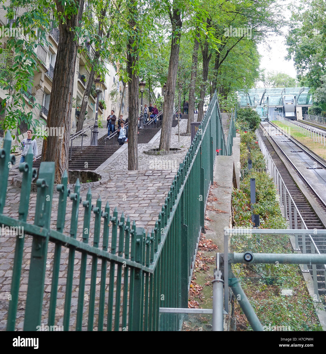 Endless steps to Montamartre hill in Paris Stock Photo - Alamy