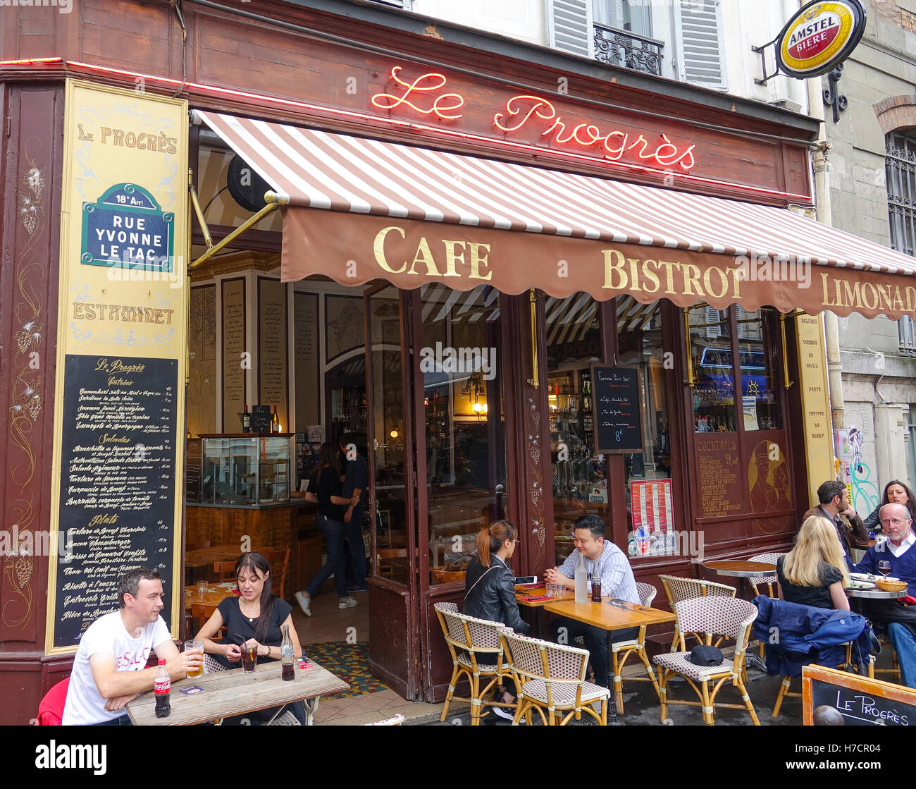 Typical street cafe and bistrot in Paris - very authentic Stock Photo ...