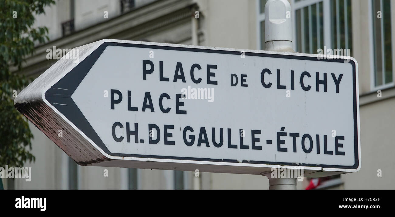 Direction signs in the city of Paris Stock Photo - Alamy
