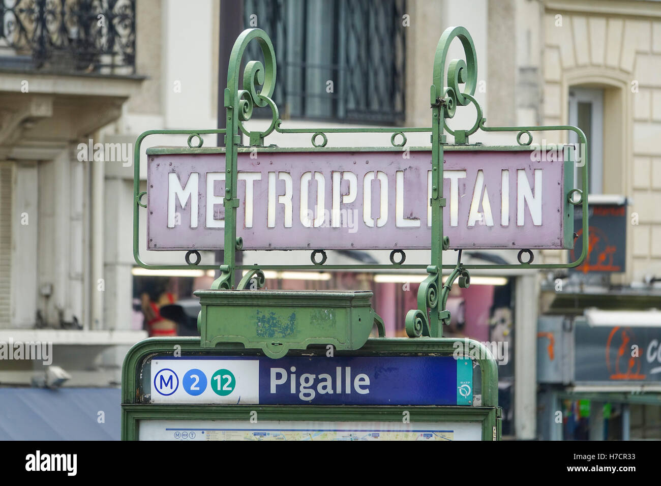 Paris Metro station Place Pigalle - the red light district of Paris ...