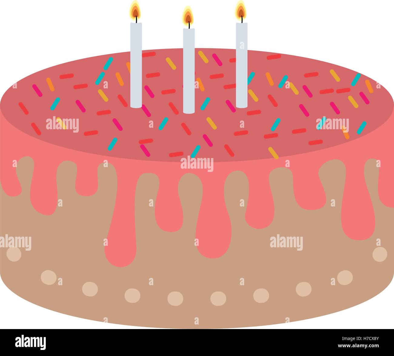 birthday sweet cake dessert with candles over white background. vector ...
