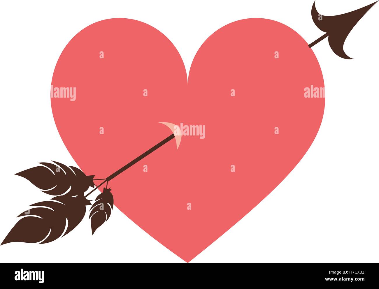 pink heart with arrow icon over white background. love symbol. vector ...