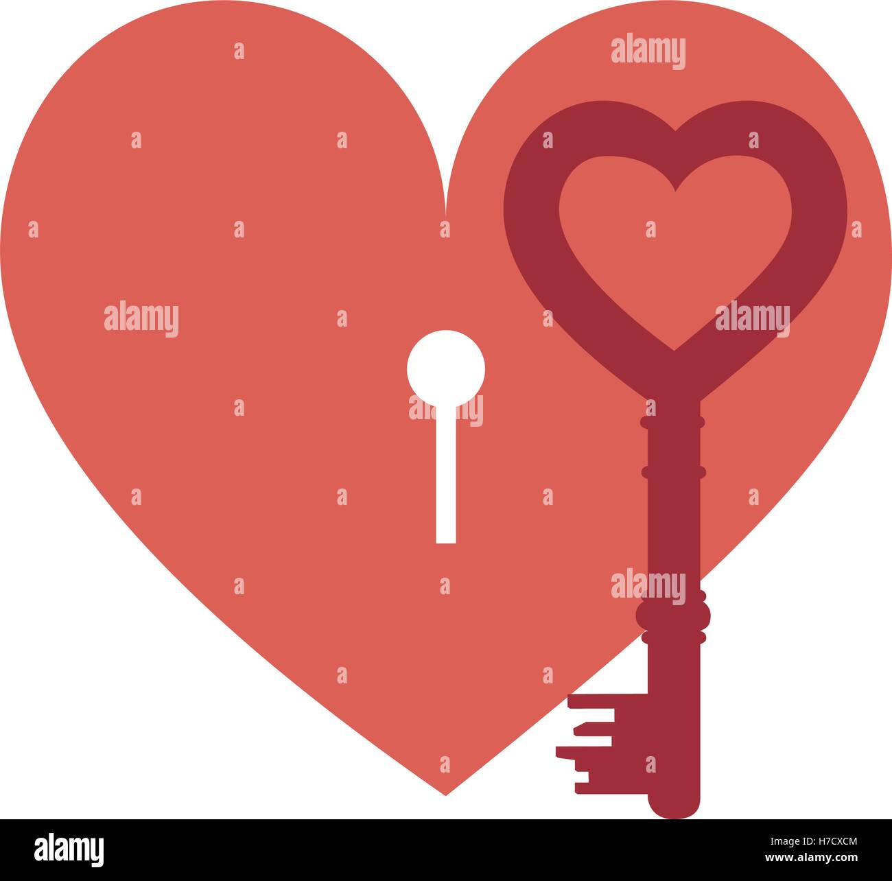 pink heart icon with keyhole and love key over white background. vector ...