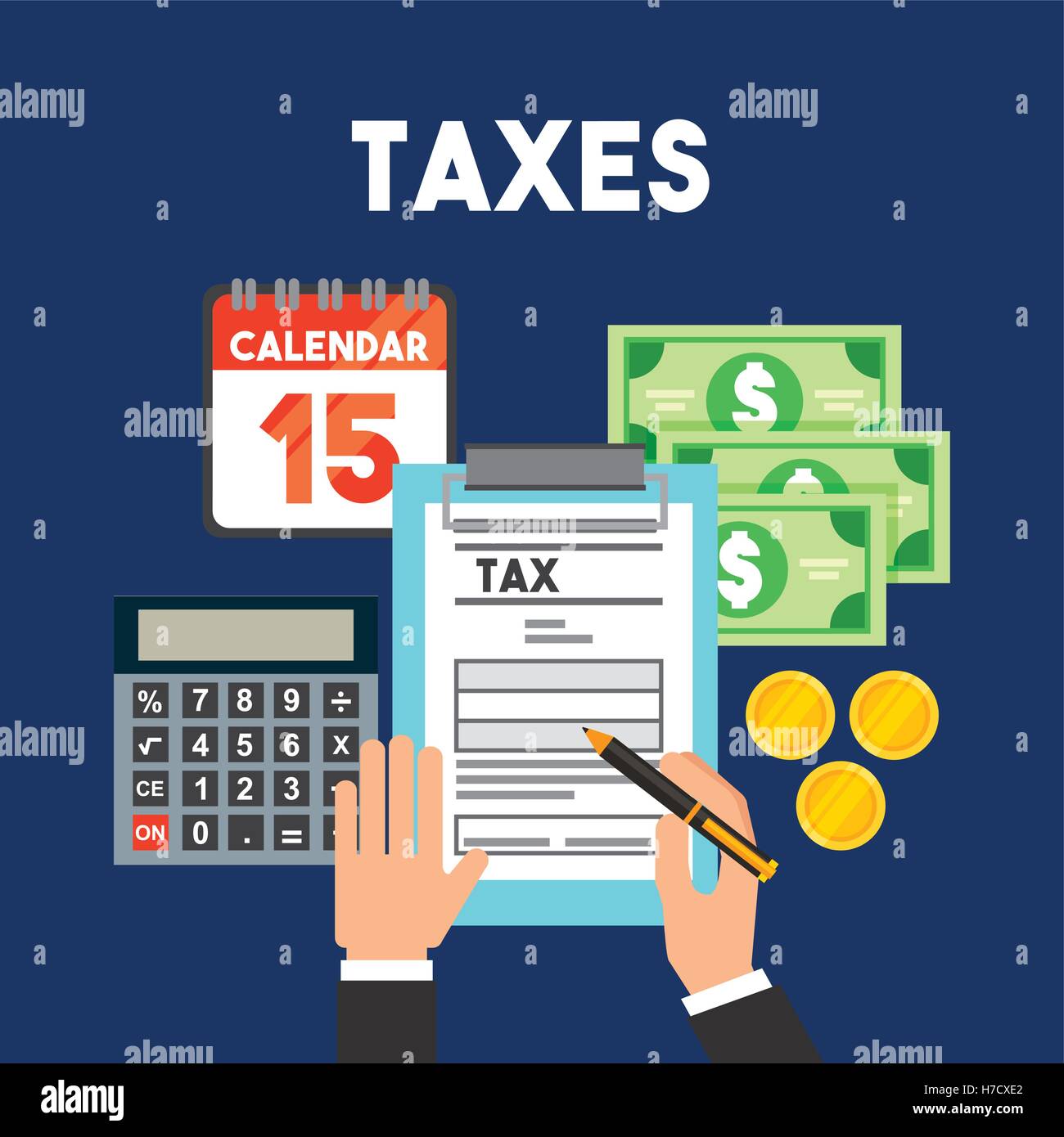 tax time flat icons vector illustration design Stock Vector Image & Art ...