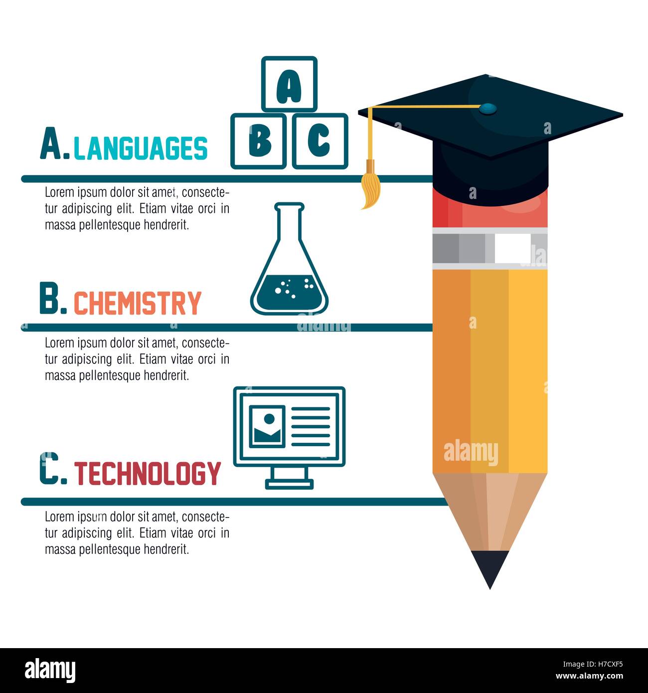infographic education flat icons vector illustration design Stock ...