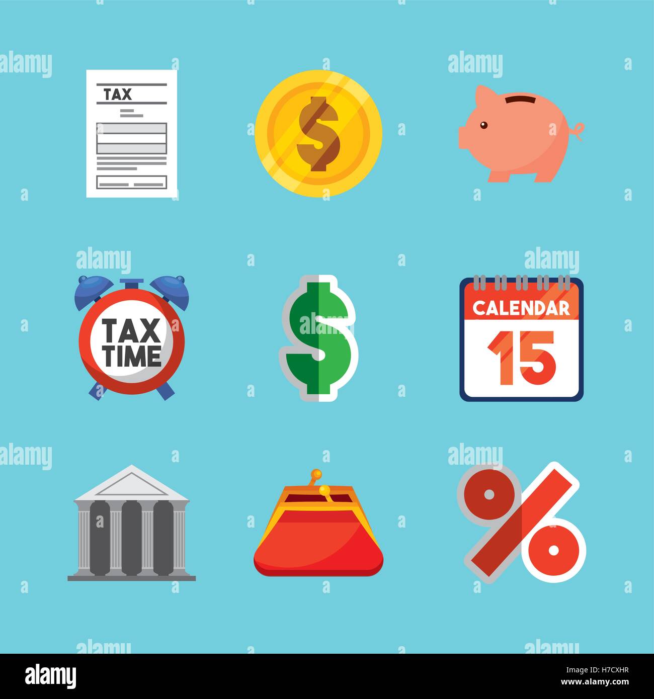tax time flat icons vector illustration design Stock Vector Image & Art ...