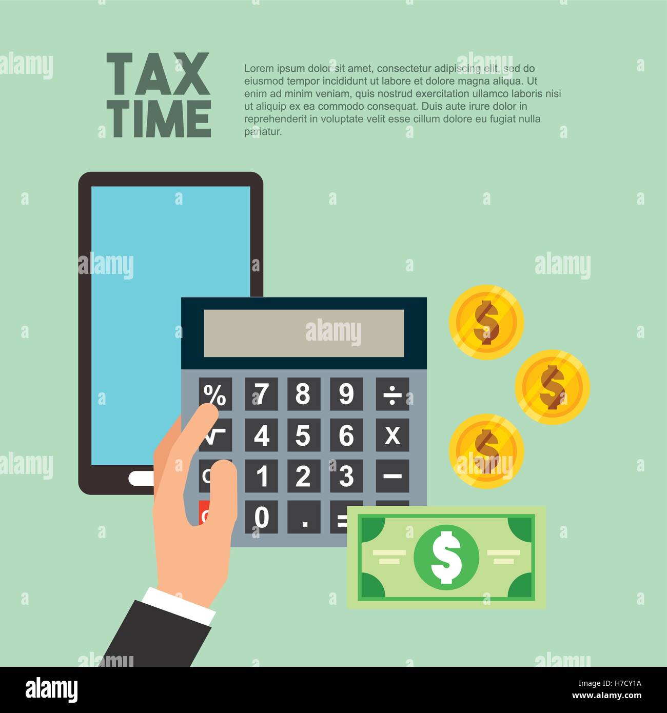 tax time flat icons vector illustration design Stock Vector Image & Art ...