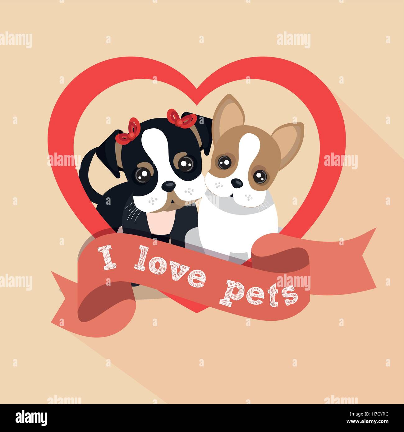 label i love pets female male doggy heart vector illustration eps 10 ...