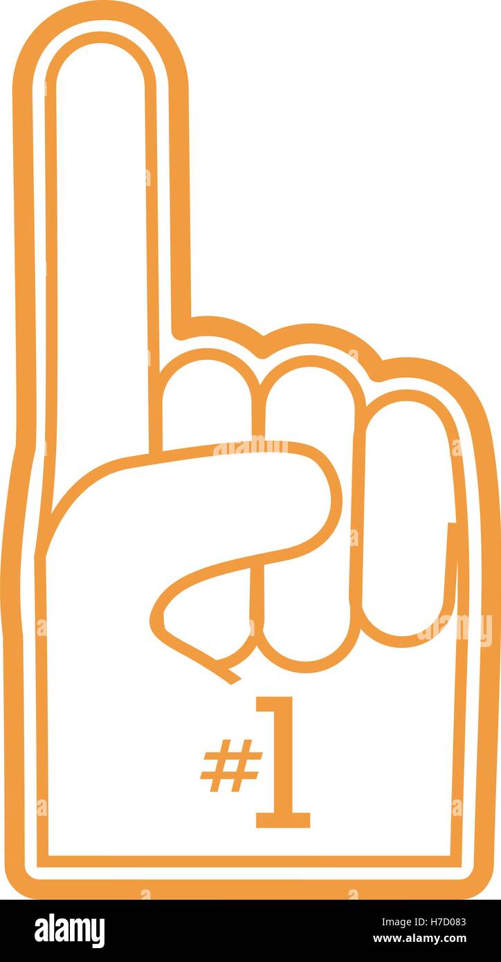 number one hand glove american football icon over white background ...