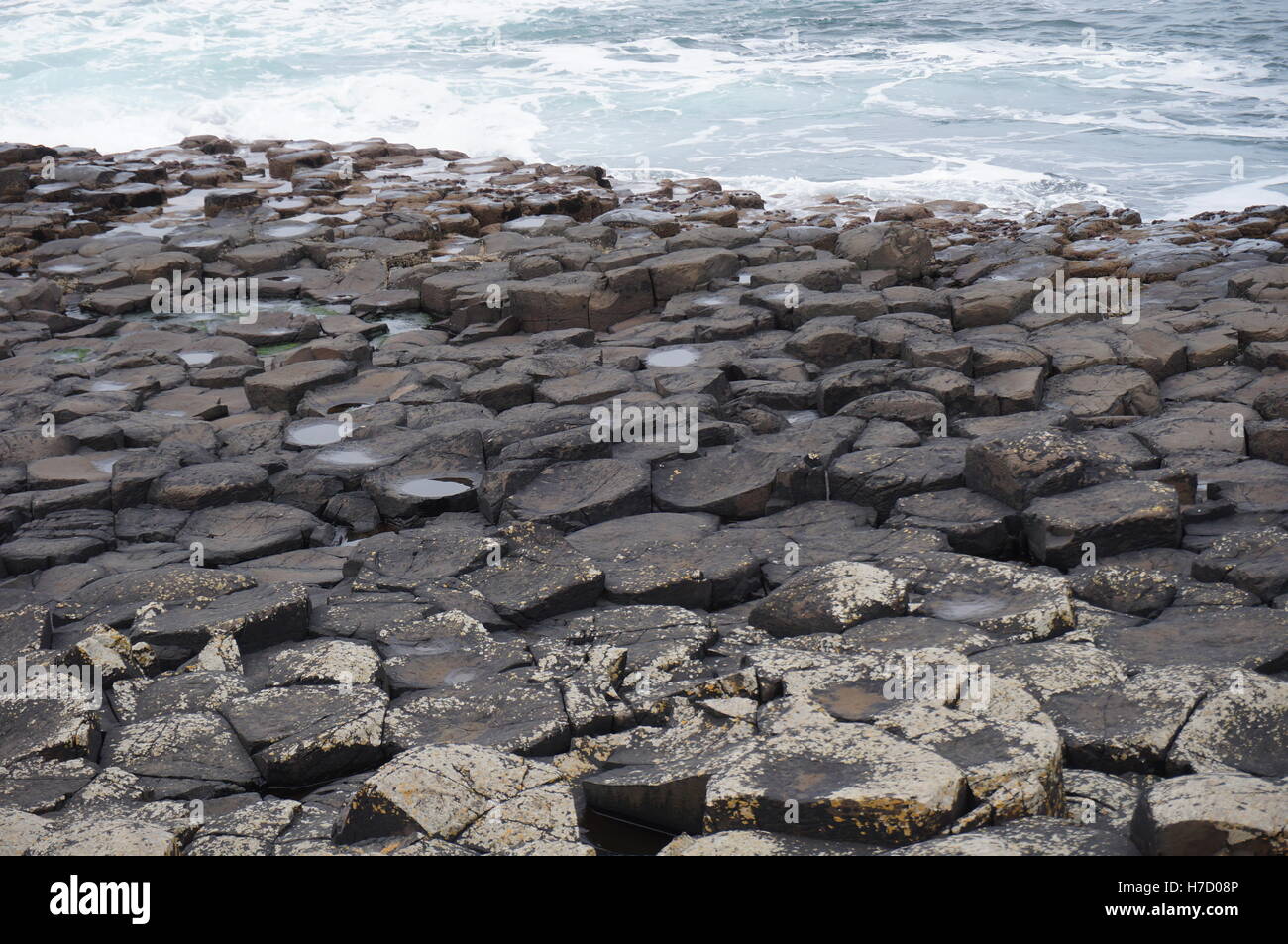 Giant's Causeway hexagonal interlocking basalt column rocks in Northern ...