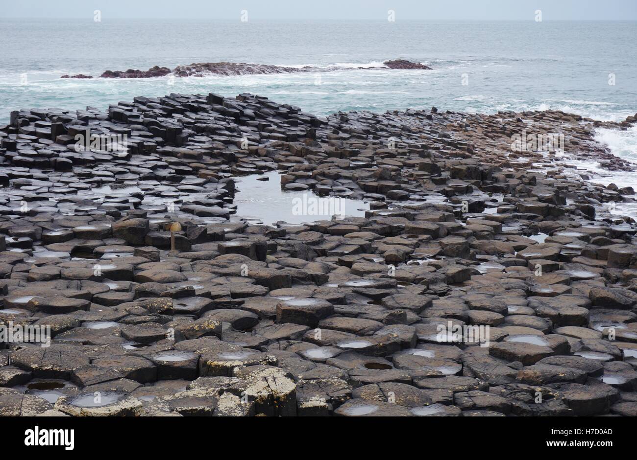 Giant's Causeway hexagonal interlocking basalt column rocks in Northern ...