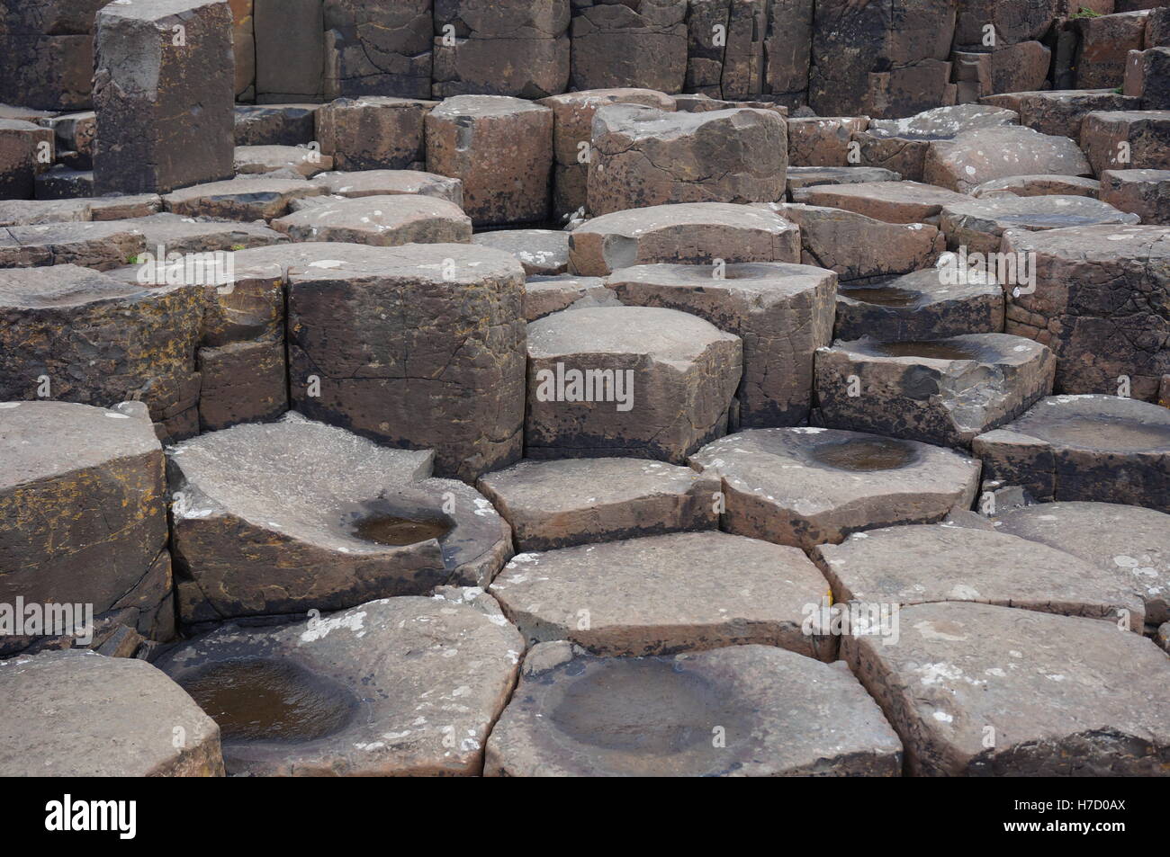 Giant's Causeway hexagonal interlocking basalt column rocks in Northern ...