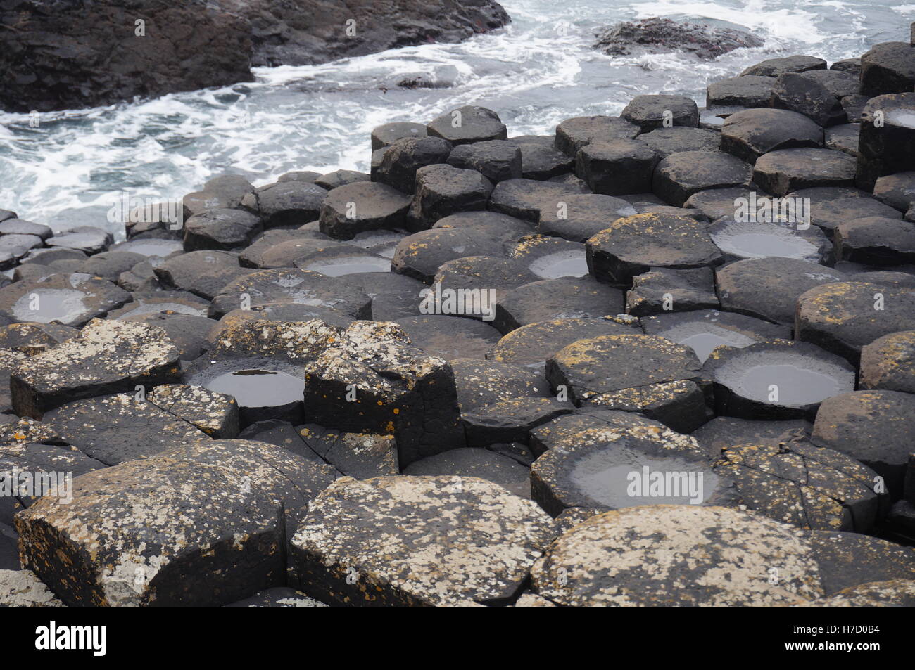 Giant's Causeway hexagonal interlocking basalt column rocks in Northern ...