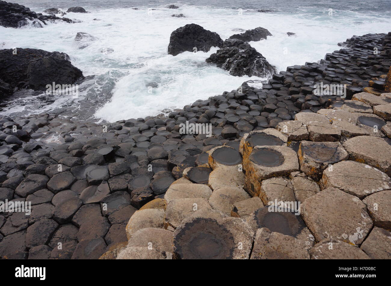Giant's Causeway hexagonal interlocking basalt column rocks in Northern ...