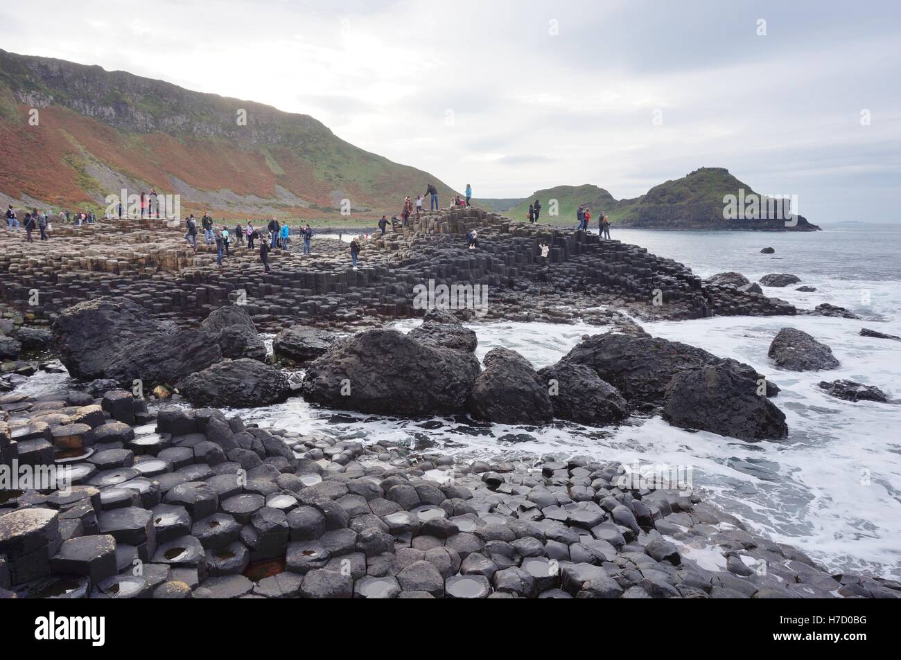 Giant's Causeway hexagonal interlocking basalt column rocks in Northern ...