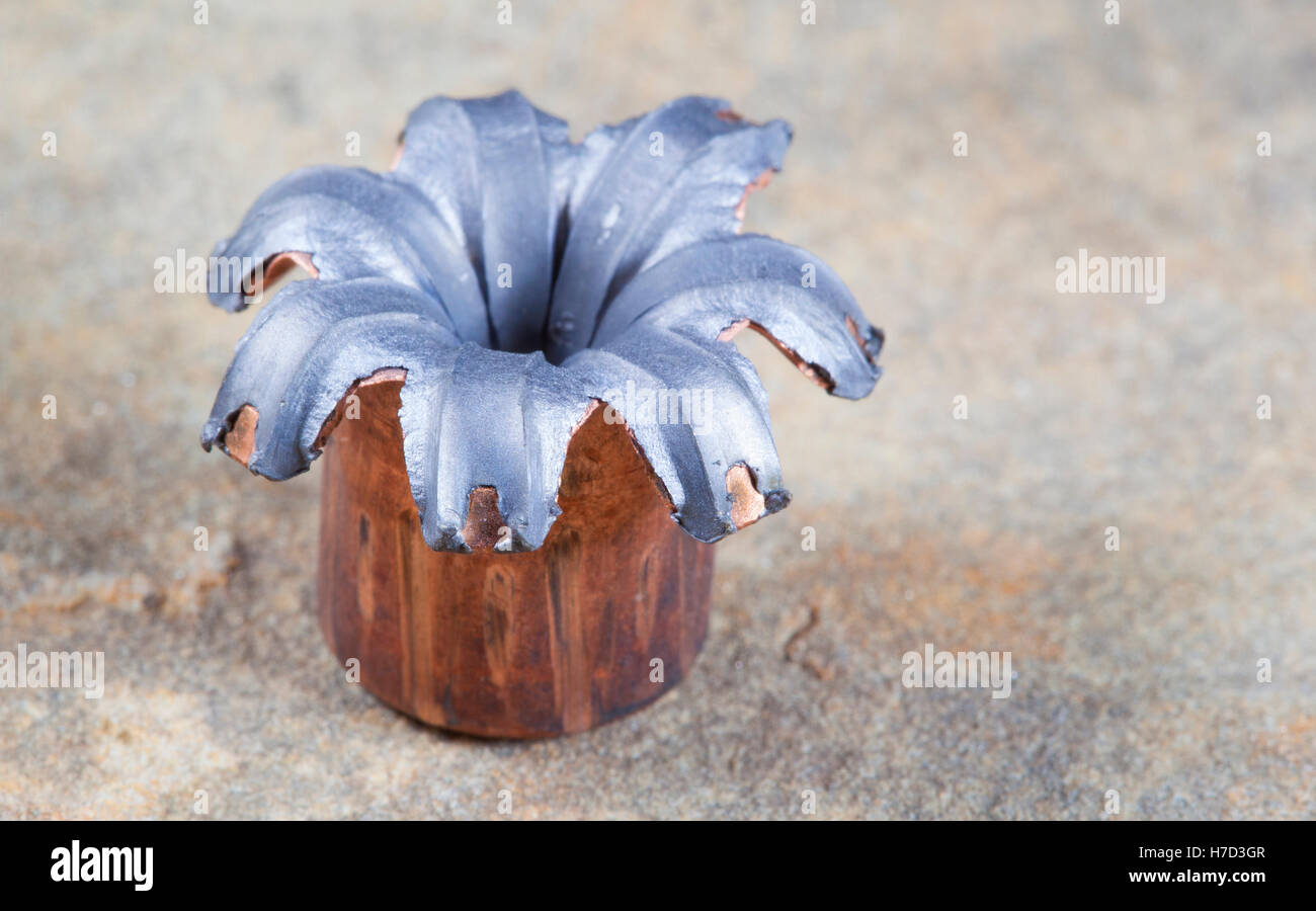 Hollow point fully expanded after it has hit a target Stock Photo - Alamy