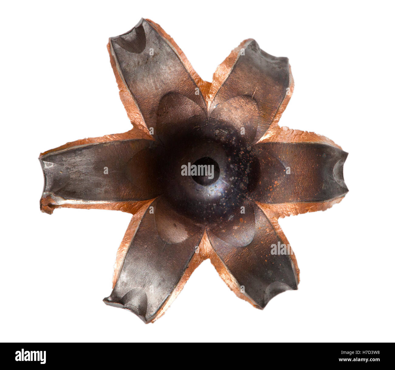 Hollow point bullet from a nine millimeter handgun expanded after ...