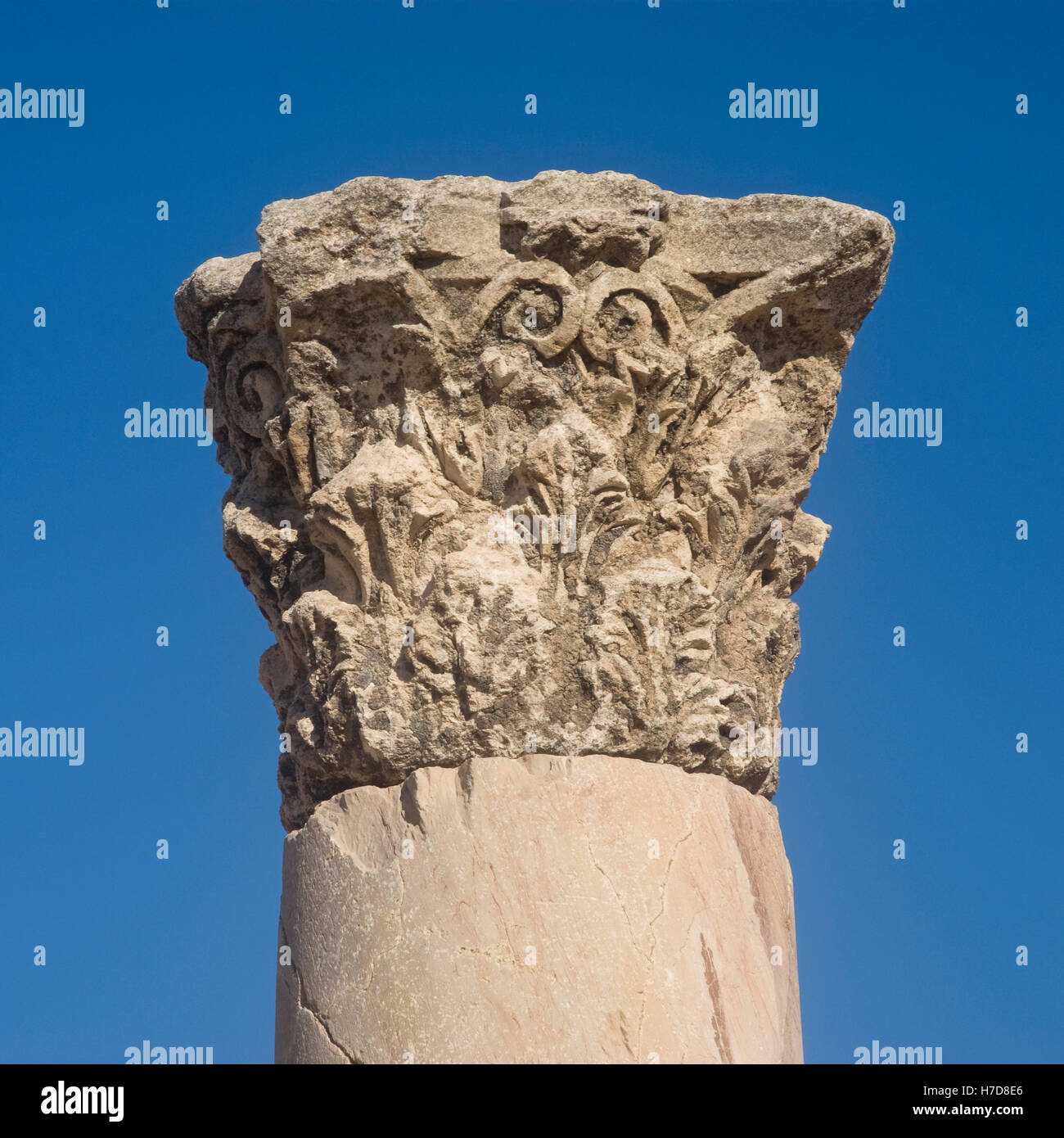 Stone column Byzantine church ruins on Citadel Amman, Jordan Stock ...