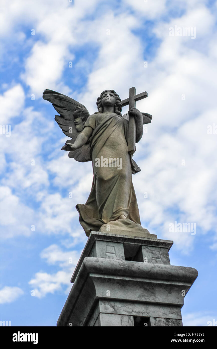 Photograph of an angel monochrome statue Stock Photo - Alamy